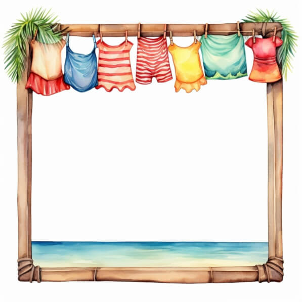 Download Watercolor Illustration: Frame with Summer Clothes and Palm ...