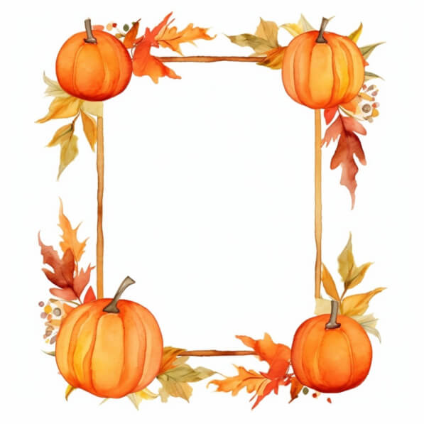 Download Watercolor Fall Frame with Pumpkins and Leaves Backgrounds ...