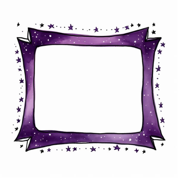 Scarica Cornice viola con stelle e fiori Sfondi Online - Creative Fabrica