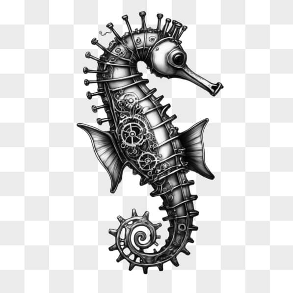 Download Black and White Steampunk Seahorse Drawing Sketches Online ...