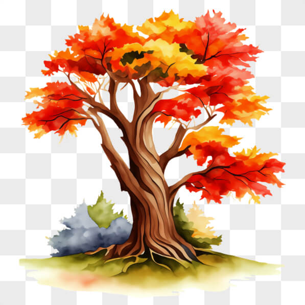 Download Tree with Colorful Autumn Leaves PNGs Online - Creative Fabrica