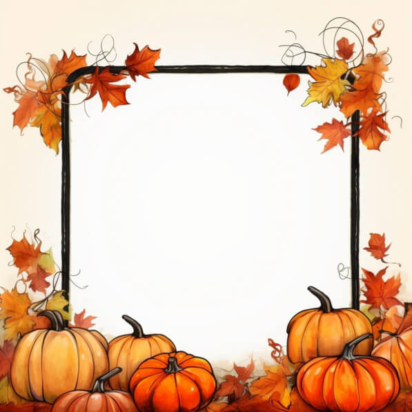 Download Autumn Frame with Pumpkins and Colorful Leaves Backgrounds ...