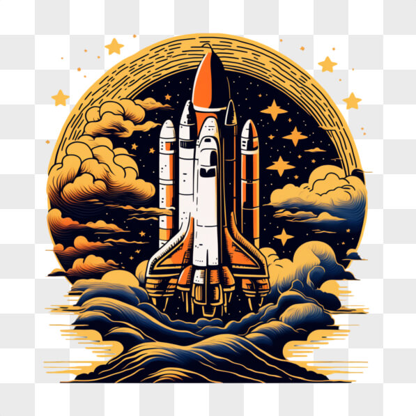 Download Vintage Space Shuttle in the Sky PNGs Online - Creative Fabrica