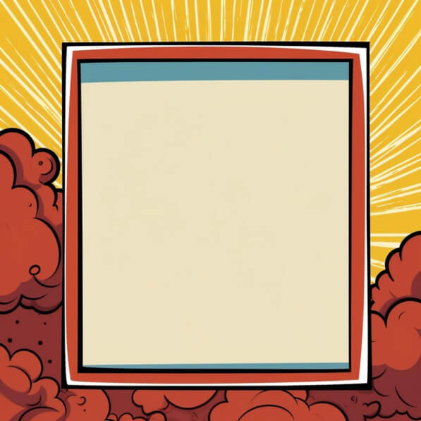 Download Comic Book-Style Frame with Clouds and Colorful Background ...