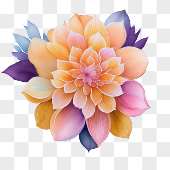 Download Vibrant Digital Flower on Black Background PNG Online ...