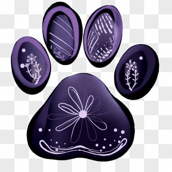 Download Purple Dog Paw Print with Floral Designs PNGs Online ...