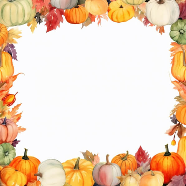 Download Fall-Themed White Frame with Pumpkins and Leaves Backgrounds ...