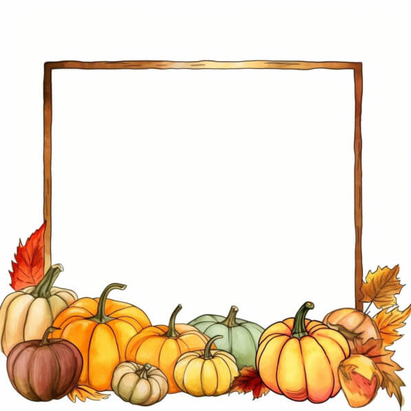Download Thanksgiving Decorative Frame with Pumpkins and Leaves ...