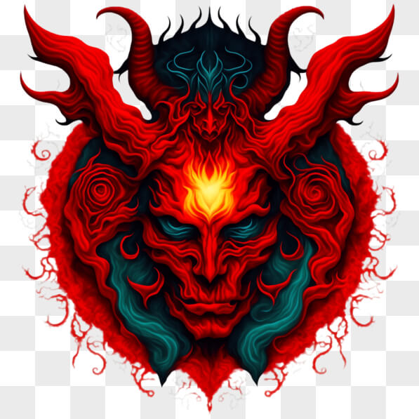 Download Sinister Demon Head with Red Hair and Horns PNGs Online ...