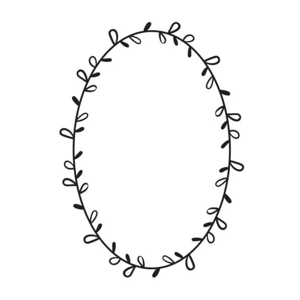 Download Black and White Oval Frame with Wreath of Leaves Frames Online ...