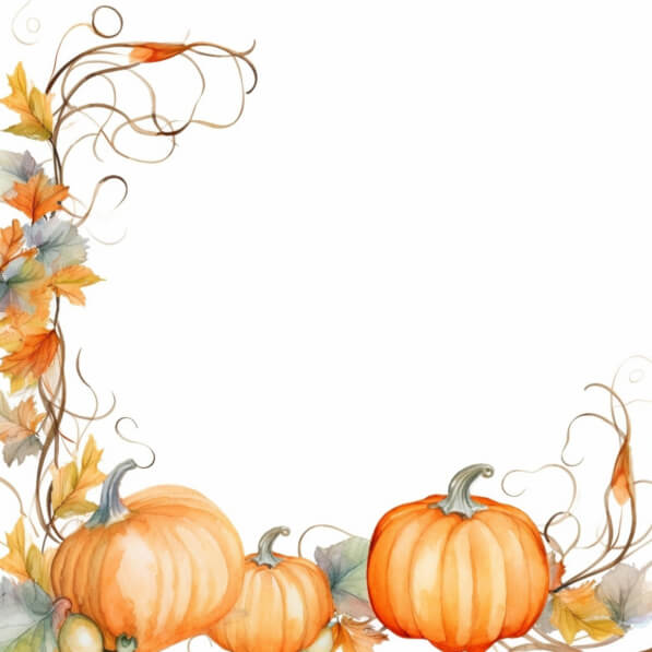 Download Fall Watercolor Frame with Pumpkins, Leaves, and Flowers ...