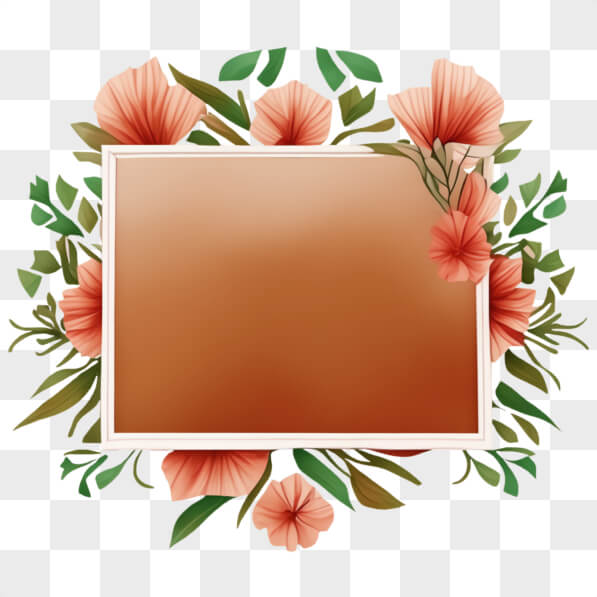 Descarga Marco marrón con flores rosas y hojas verdes PNGs En Línea ...