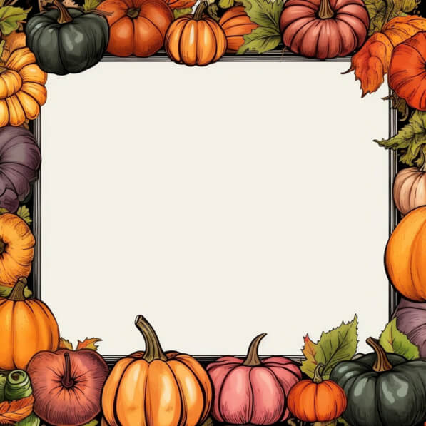 Download Colorful Holiday Frame with Pumpkins and Leaves Backgrounds ...