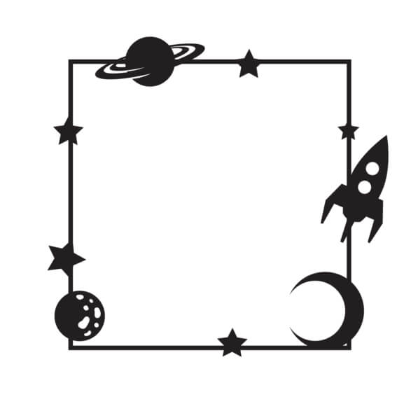 Download Space Themed Frame with Stars, Planets, and Rockets Frames ...