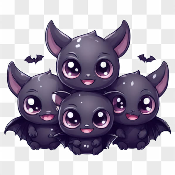 Download Kawaii Black Bats Snuggled Together Kawaii Online - Creative ...