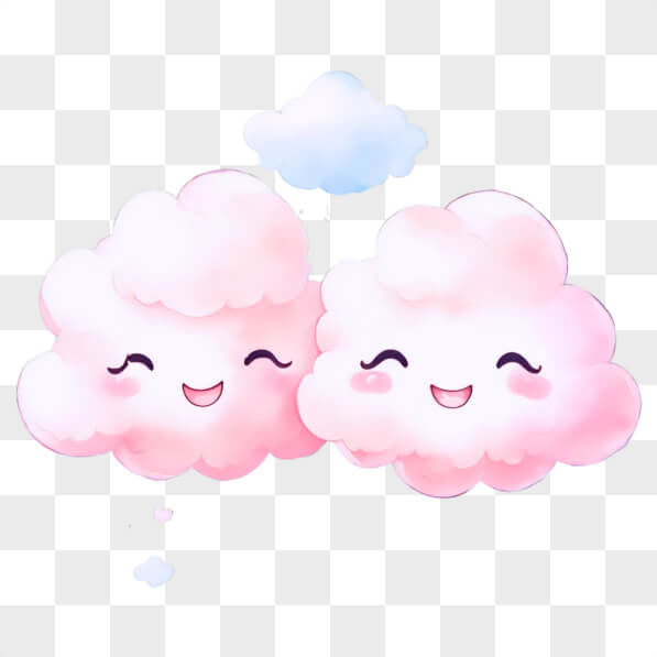 Download Kawaii Pink Clouds with Smiling Faces Kawaii Online - Creative ...
