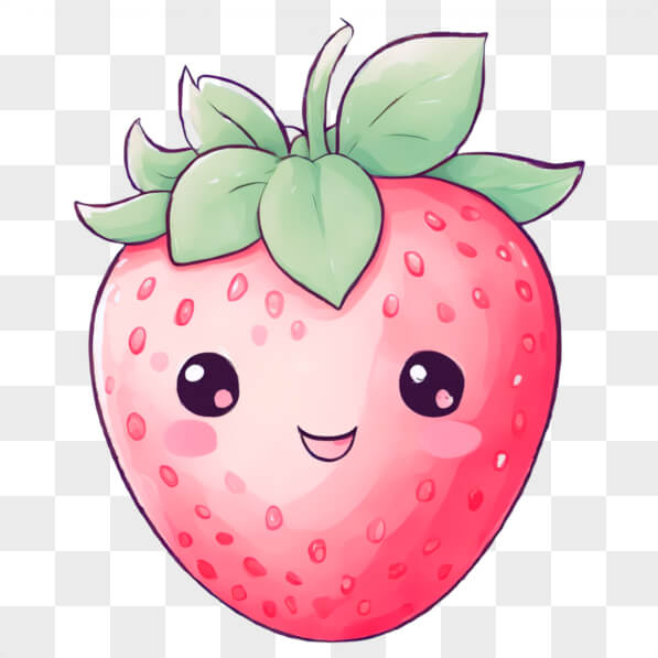 Descarga Ilustración de Fresa Rosa Kawaii Kawaii En Línea - Creative ...