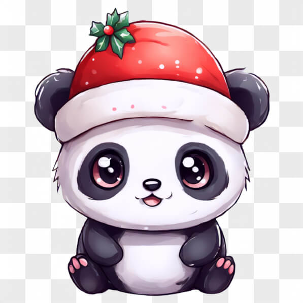 Télécharger Panda Kawaii avec bonnet de Père Noël et décorations de ...