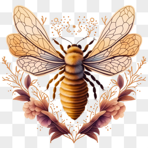 Download Artistic Honey Bee Frame with Flowers and Leaves PNGs Online ...