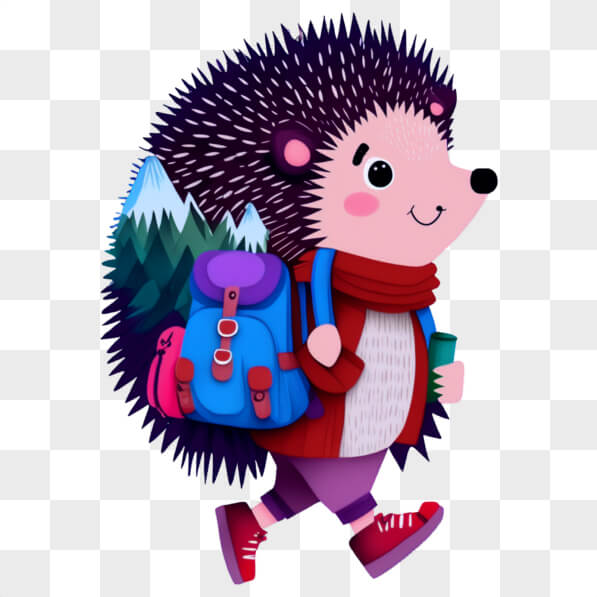 Download Cute Hedgehog Hiking Towards Mountains PNGs Online - Creative ...