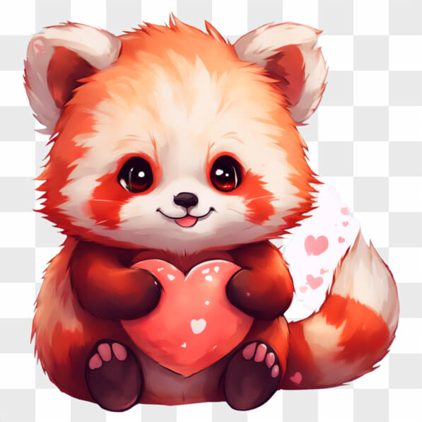 Download Kawaii Red Panda with Heart-Shaped Paper Kawaii Online ...