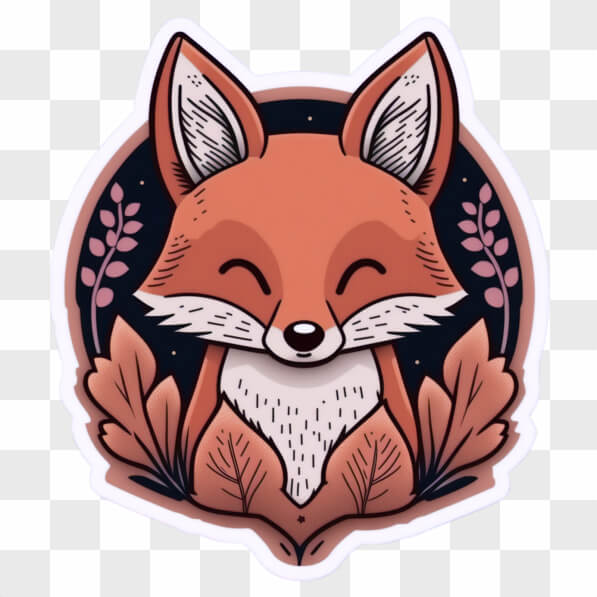 Download Cute Fox Sticker with Leaves PNGs Online - Creative Fabrica