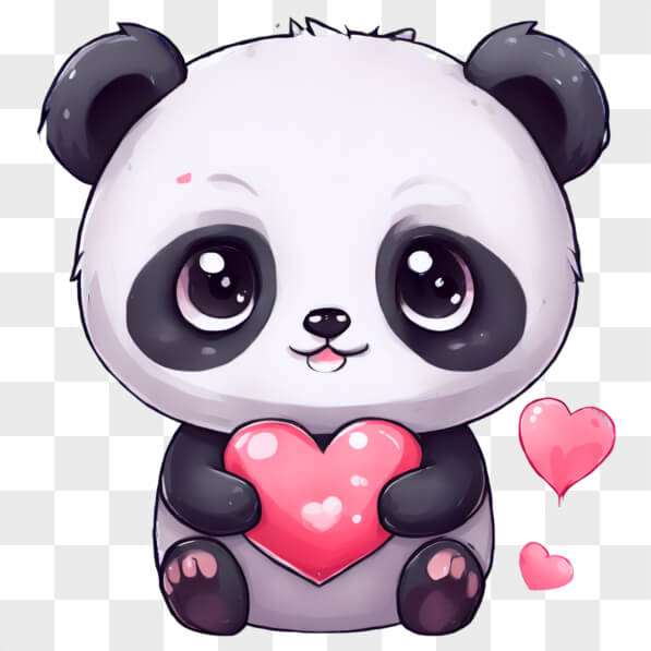 Descarga Oso Panda Kawaii Sosteniendo un Corazón Rosa Kawaii En Línea ...