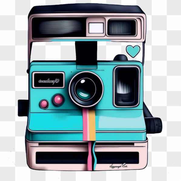 Download Blue and Pink Polaroid Camera with Heart-Shaped Sticker PNGs ...