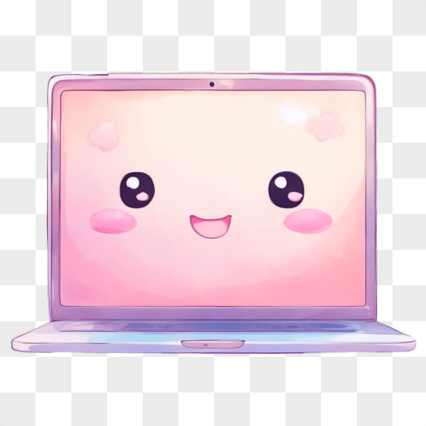 Download Kawaii Pink Laptop Computer with Adorable Face and Cute Eyes ...