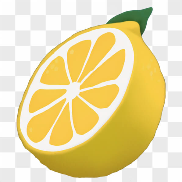 Download Half-Split Lemon with Green Leaf PNGs Online - Creative Fabrica