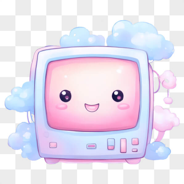 Download Kawaii Pink Television Set on Clouds Kawaii Online - Creative ...