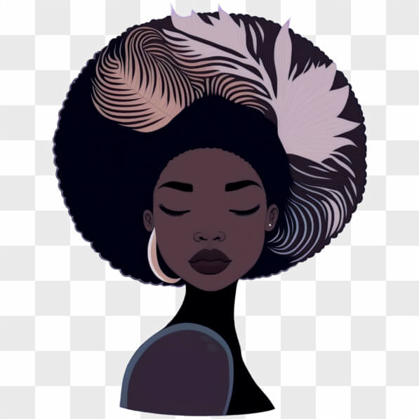 Download Illustration of Black Woman with Edgy Hairstyle and Feathers ...