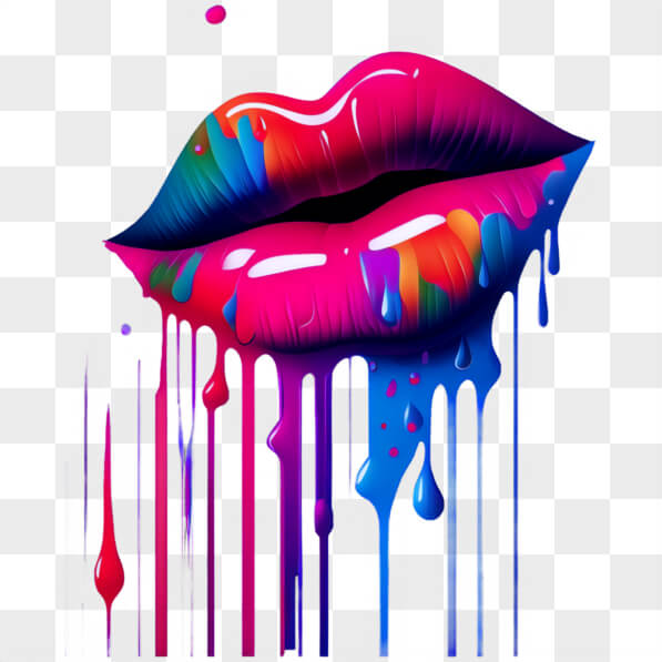 Download Colorful Lips with Dripping Liquids PNGs Online - Creative Fabrica