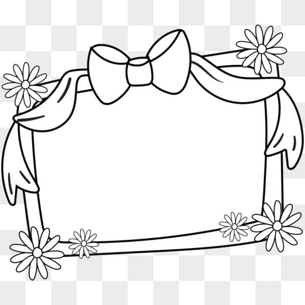Download Black and White Frame with Bow and Flowers PNGs Online ...