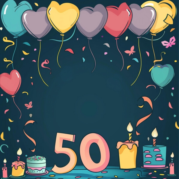Download Colorful 50th Birthday Card Backgrounds Online - Creative Fabrica