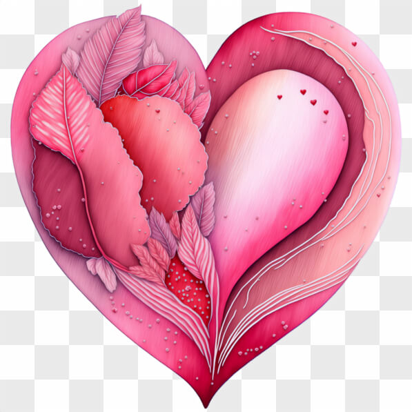 Download Heart-Shaped Painting with Pink Flowers PNGs Online - Creative ...
