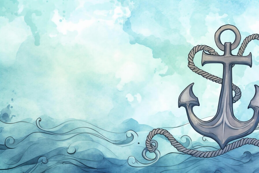 Download Metal Anchor in Ocean Waves Watercolor Painting Backgrounds ...