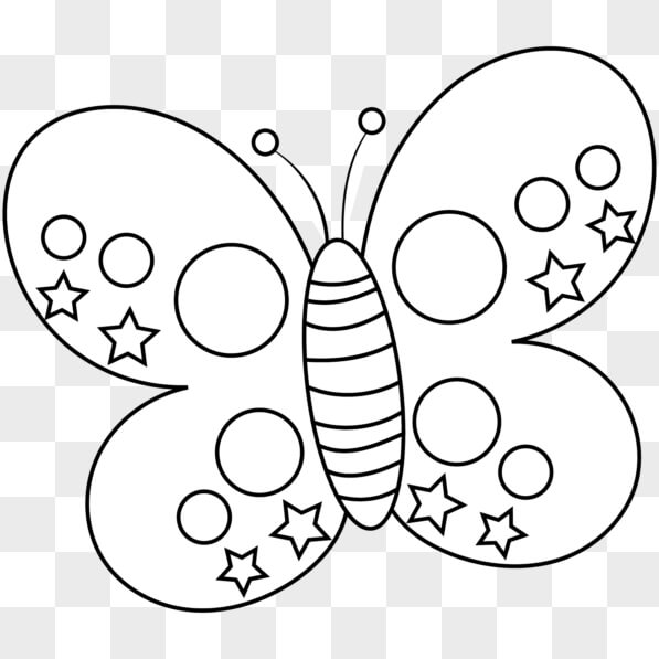Download Butterfly Coloring Page with Stars and Dots PNGs Online ...