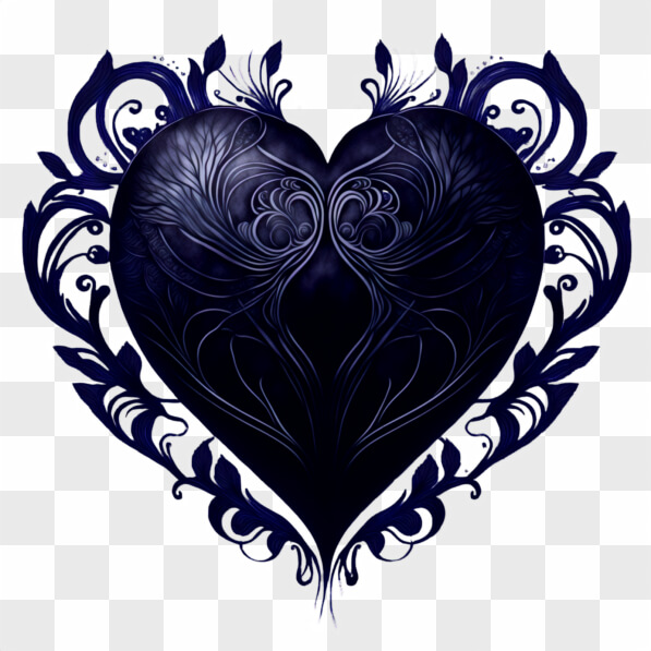 Download Ornate Dark Blue Heart-Shaped Flower PNGs Online - Creative ...