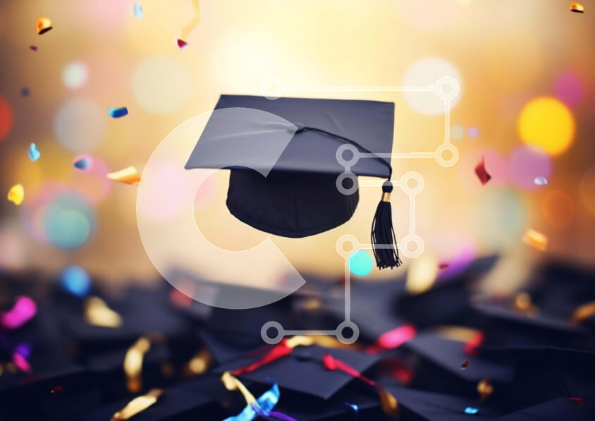 Download Graduation Cap Floating in Air with Confetti Stockphotos ...