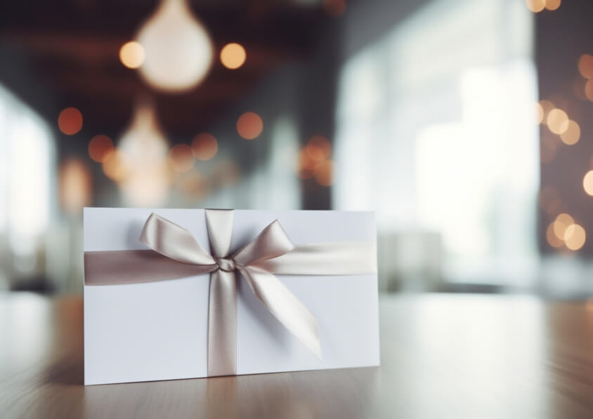 Download White Gift Card on Wooden Table Mockups Online - Creative Fabrica