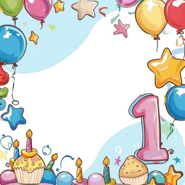 Download Colorful Birthday Frame with Number 1 Backgrounds Online ...