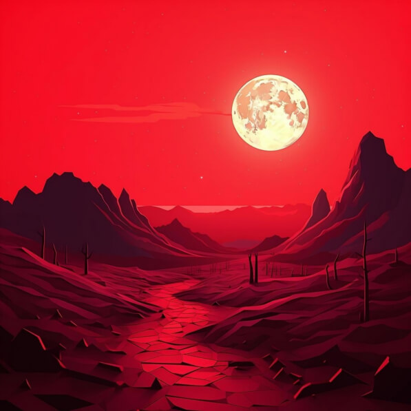 Descarga Paisaje rojo con montañas, desiertos y luna llena Fondos En ...