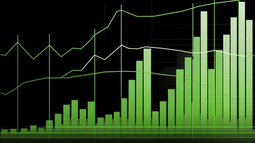 Download Green Bar Chart Representing Business Aspects Backgrounds ...