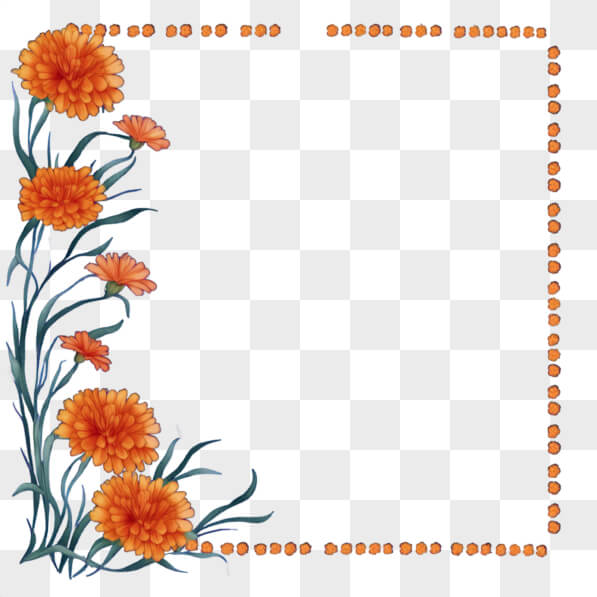 Download Orange Flower Frame on Black Background PNGs Online - Creative ...