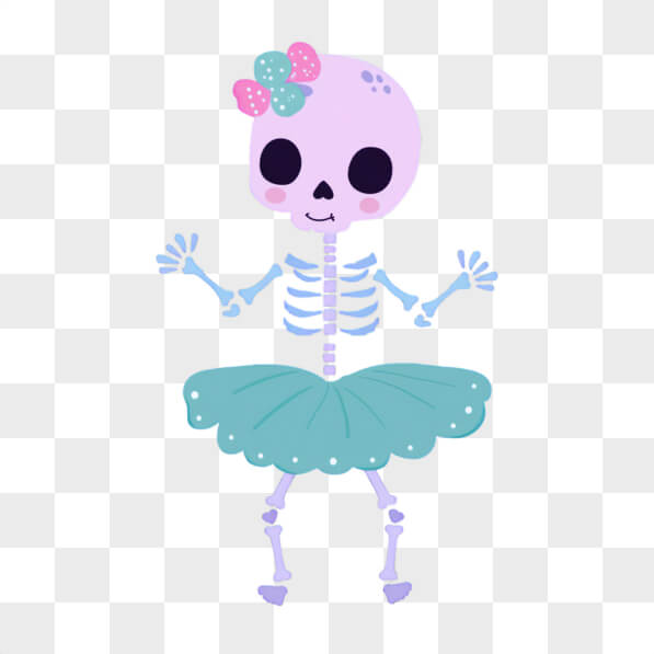 Download Elegant Skeleton in Blue Tutu and Pink Ballet Slippers PNGs ...