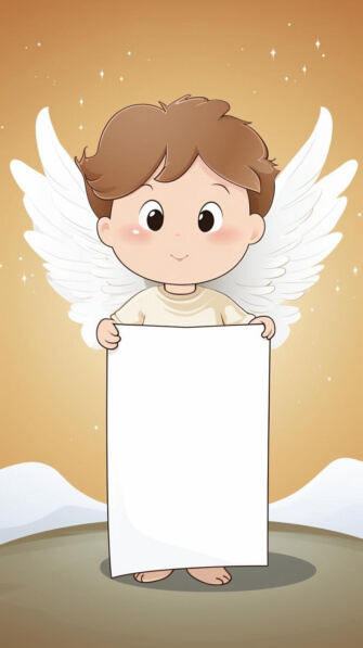 Download Cartoon Angel Holding Empty Sheet of Paper Backgrounds Online ...