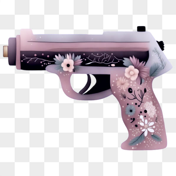 Download Pink Gun with Flowers Painted Design PNGs Online - Creative ...