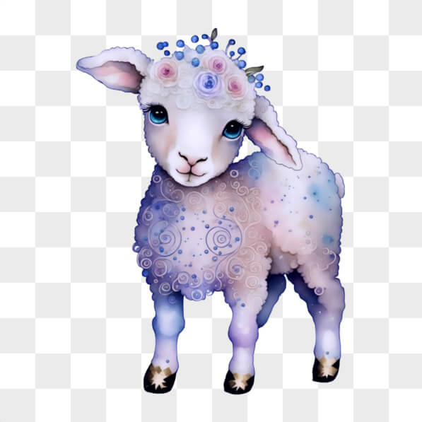 Download Unique Blue and White Sheep with Flowers PNGs Online ...