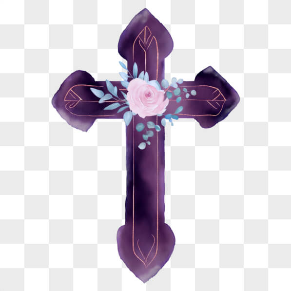 Download Purple Cross Decorated with Roses and Flowers PNGs Online ...